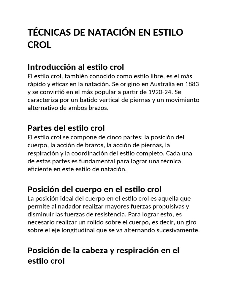 Resumen 1 natación | PDF | Nadando