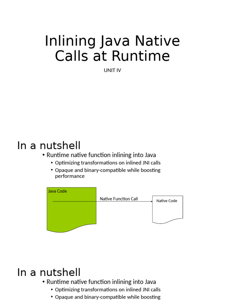 Lecture 24 Inlining Java Native Calls at Runtime | PDF | Java (Programming Language) | Java ...
