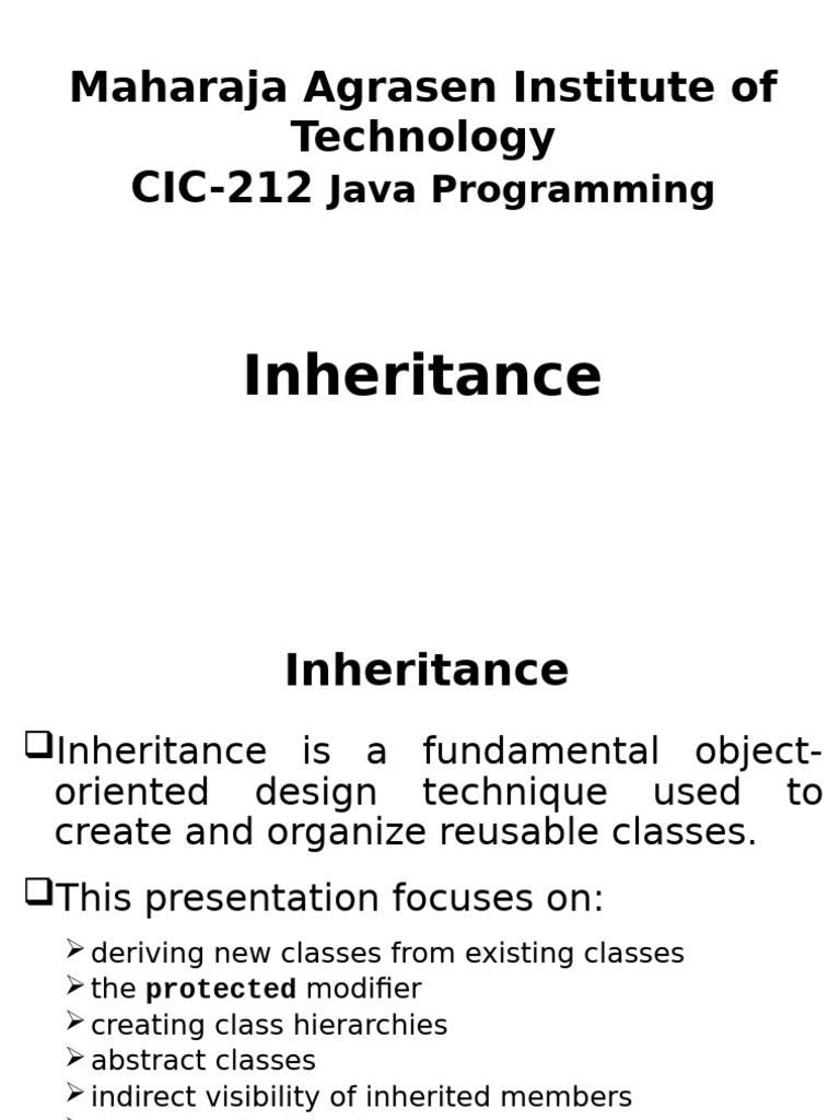 Lecture 13 Inheritance | PDF | Class (Computer Programming) | Inheritance (Object Oriented ...