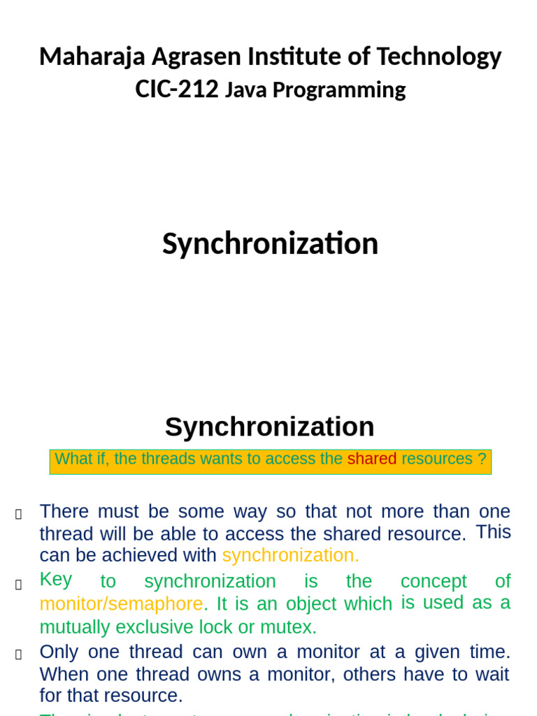 Java Thread Synchronization Guide | PDF | Computing Platforms | Computer Engineering