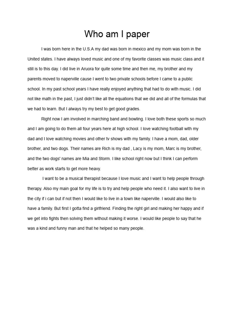 Who Am I Paper | PDF
