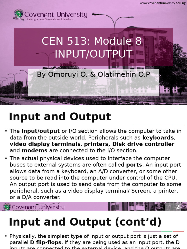 Module 8 - Input Output | PDF | Input/Output | Central Processing Unit