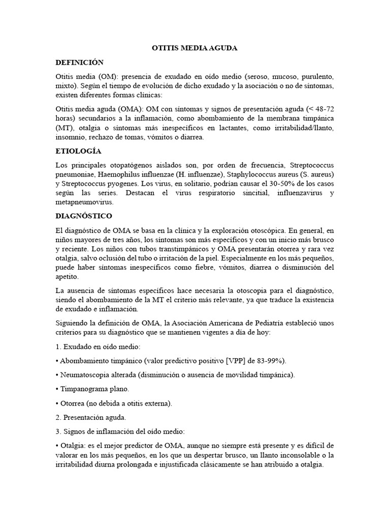 Otitis Media Aguda: Diagnóstico y Tratamiento | PDF | Enfermedades y ...