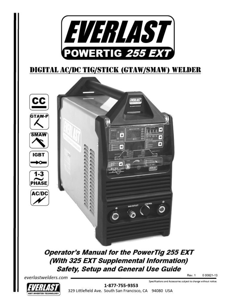 Everlast PowerTig 255 EXT Manual | PDF | Welding | Construction