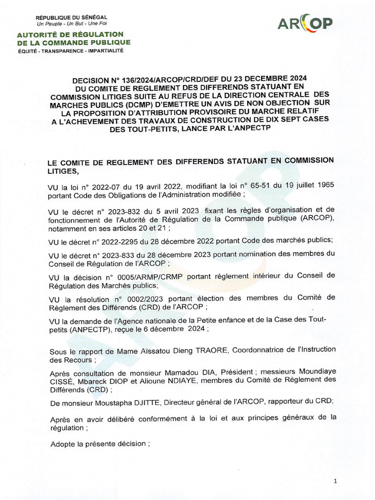 Decision ARCOP ANPECTP | PDF
