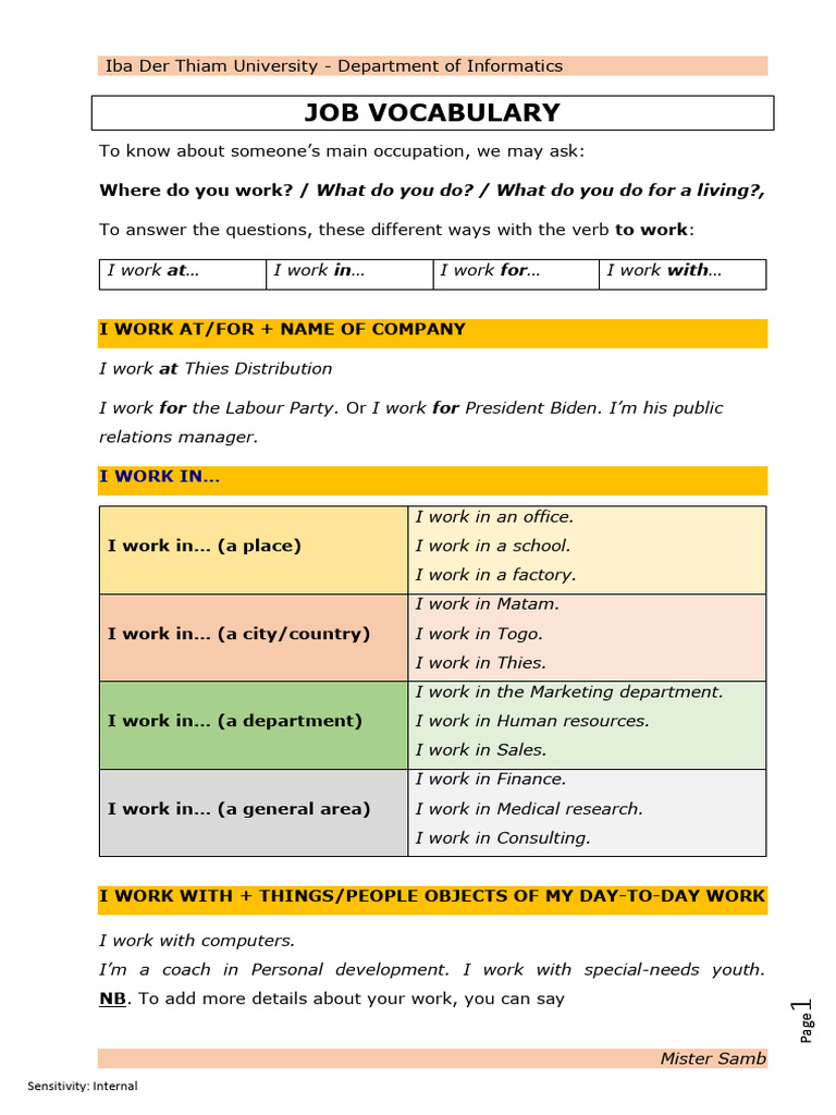 5 Job Vocabulary | PDF | Employment | Economies