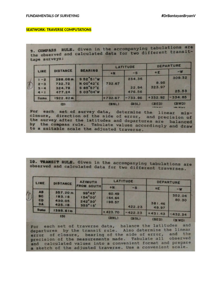 Seatwork Traverse Computations | PDF