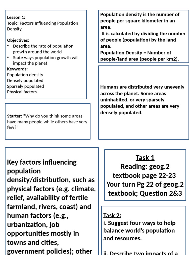 Year 8 Week 4 Lesson 1&2 1 | PDF | Population Density | Natural Environment