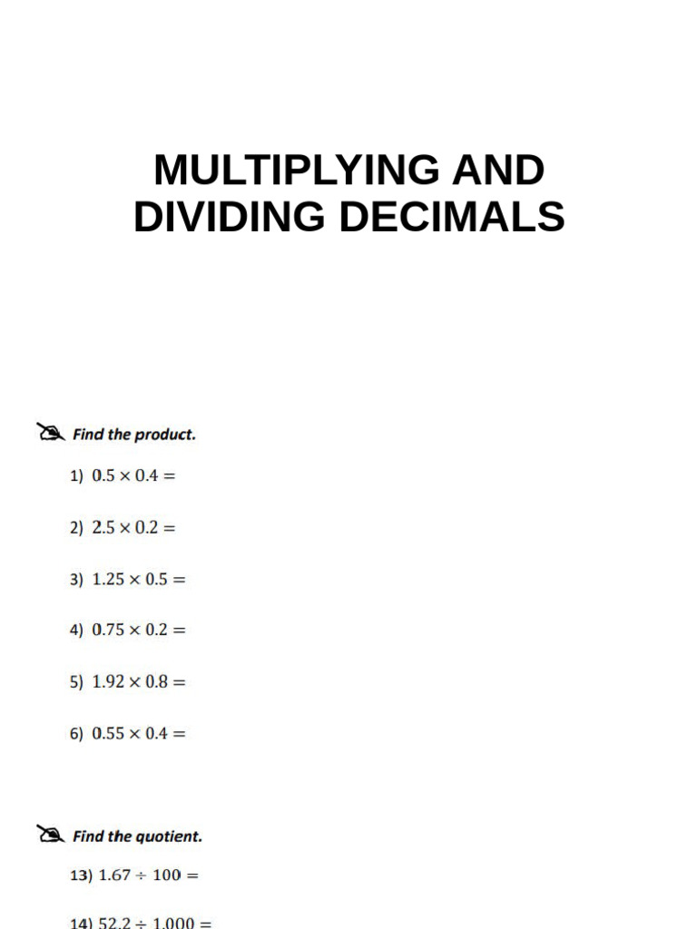 Multiplying and Dividing Decimals | PDF | Area | Volume
