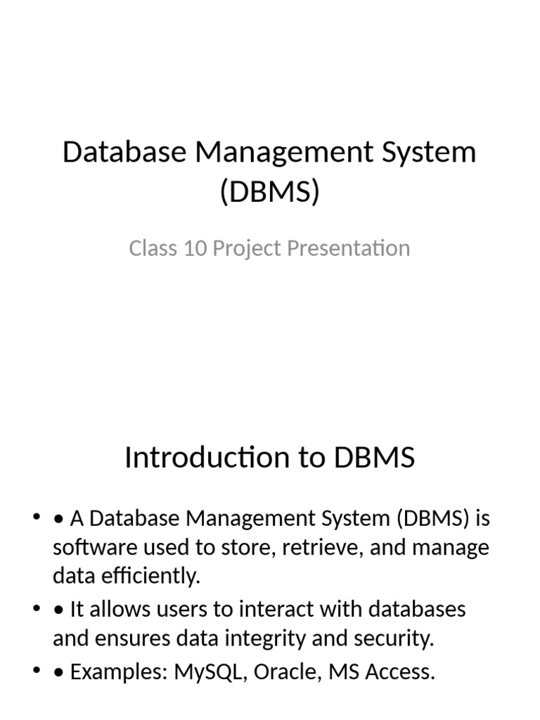 DBMS Class10 Presentation | PDF