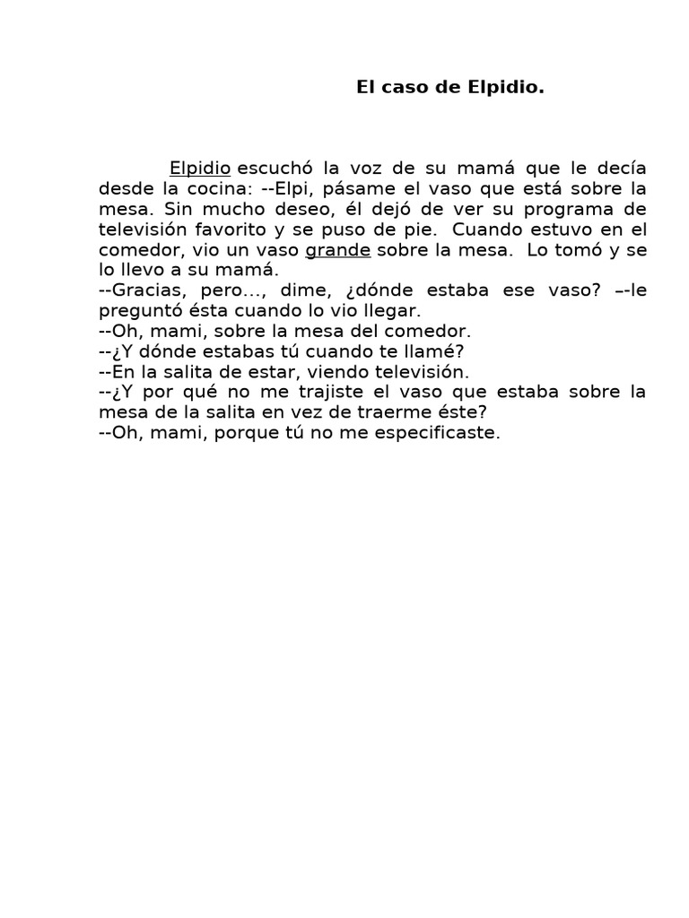 Texto `` El Caso de Elpidio`` | PDF