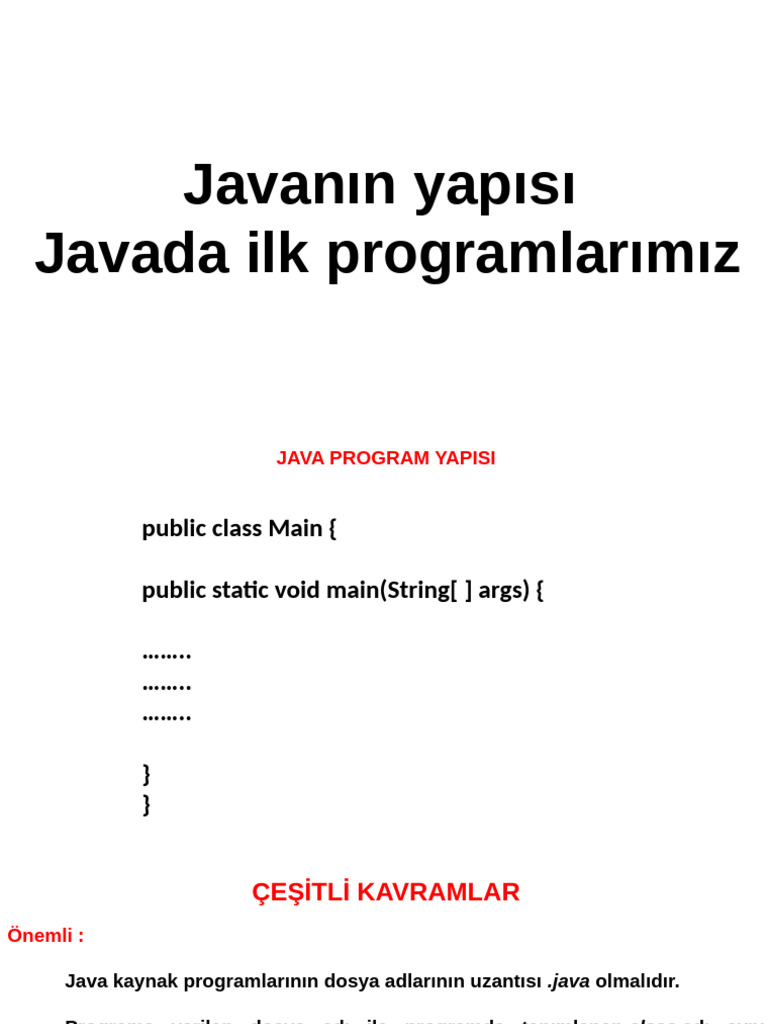 3 Hafta Javanin Yapisi Ve Javada Ilk Programlarimiz Sartli Ifadeler - Kopya | PDF