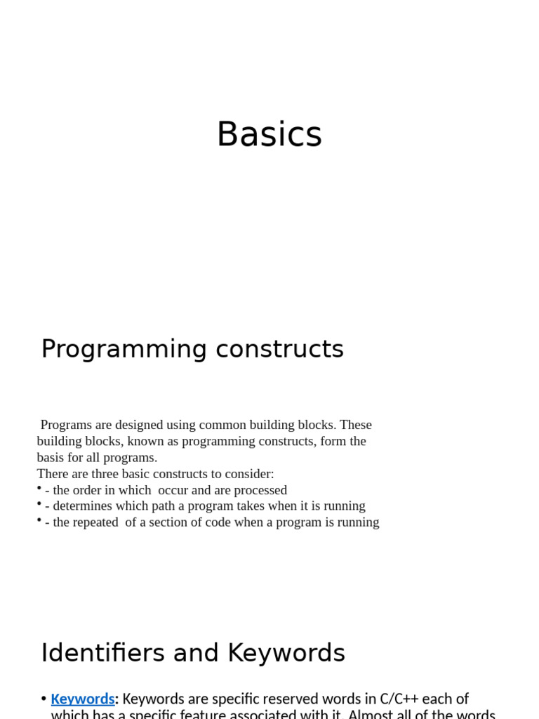 Basics | PDF | Reserved Word | Namespace