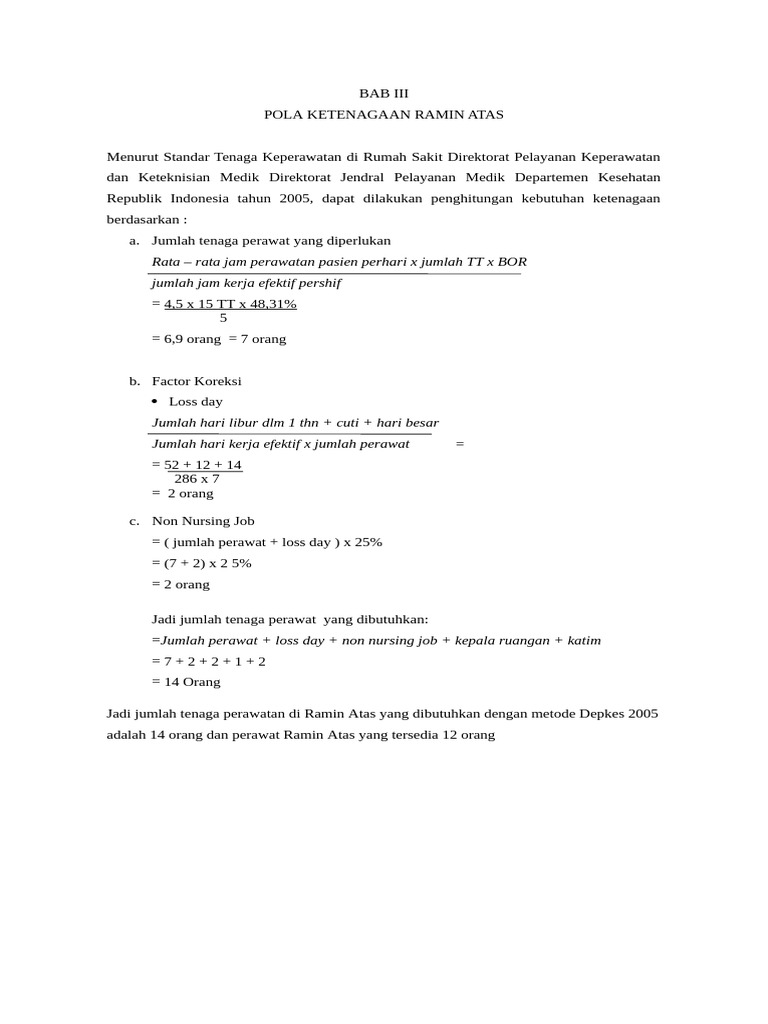 BAB III Pola Ketenagaan Rg. Ramin Atas 2022 | PDF