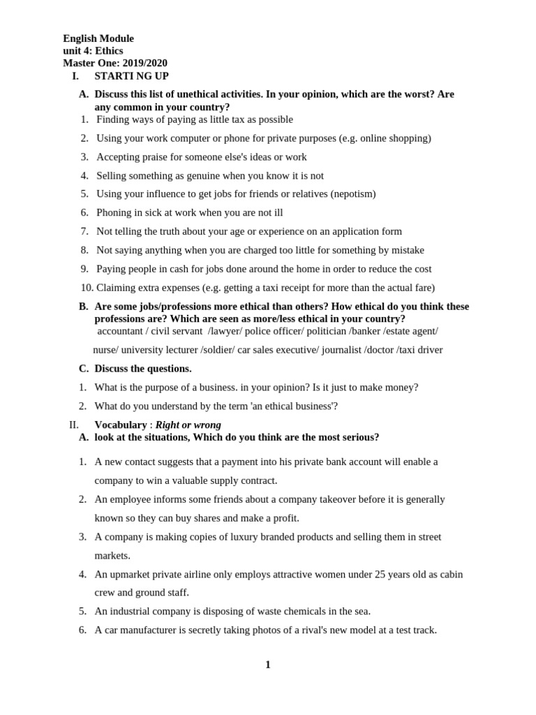 M1 FE Unit4 | PDF | Corruption | Money