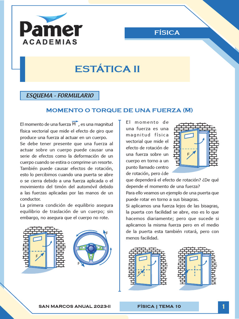 C - Sem10 - Fisica - Estatica II | PDF | Fuerza | Esfuerzo de torsión