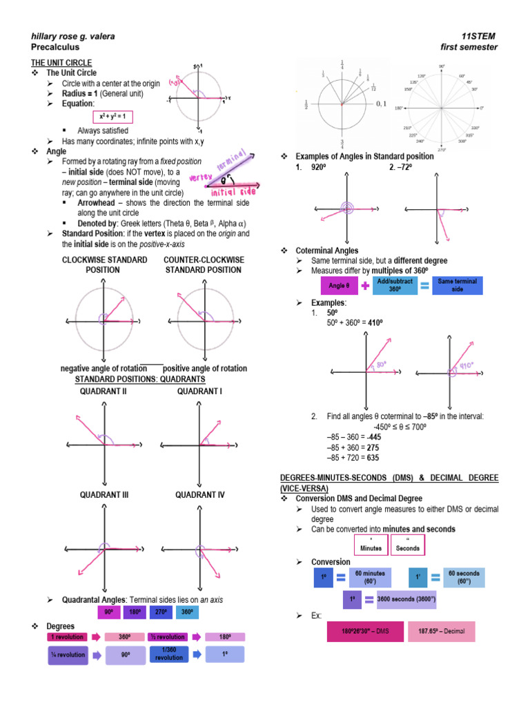 11 PRECALC 1st Quarter | PDF | Angle | Elementary Geometry