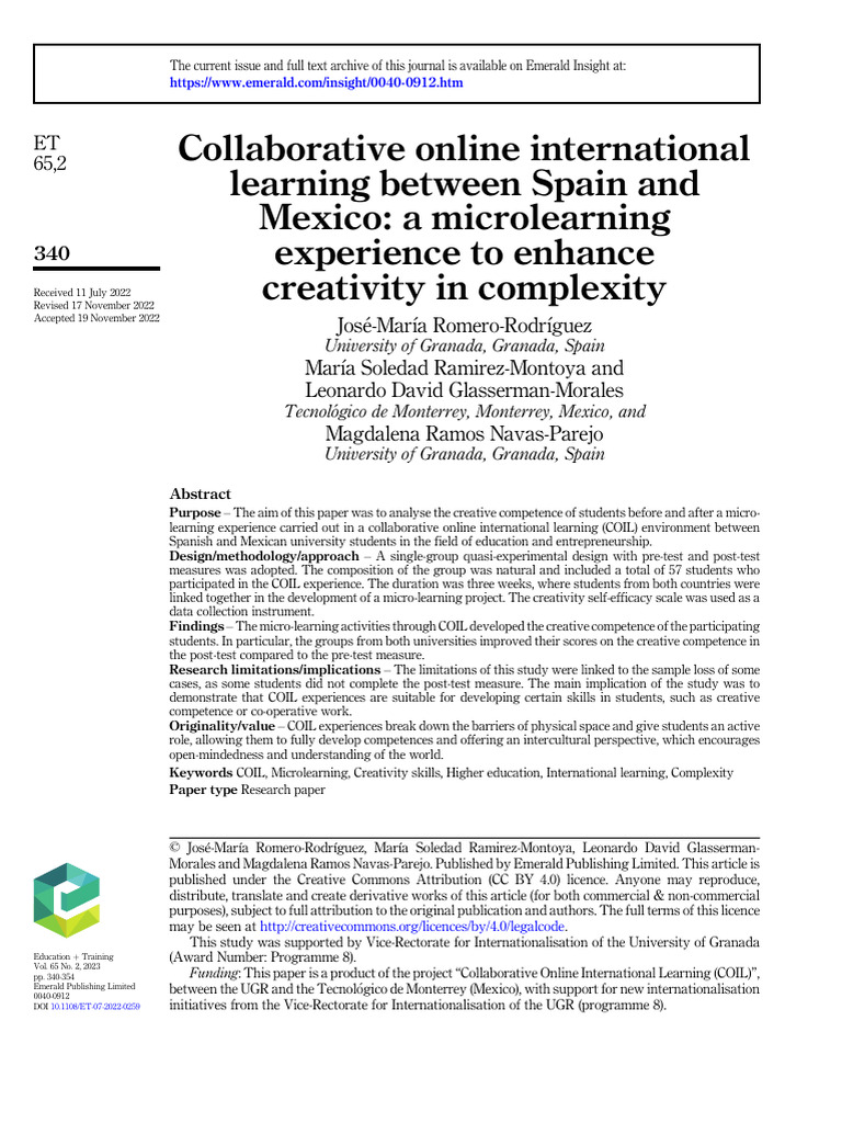 Collaborative Online International Learning Between Spain and Mexico: A ...