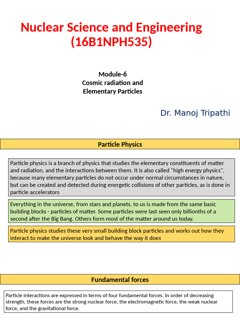 Lecture-31 Elementry Particles | PDF | Force | Elementary Particle