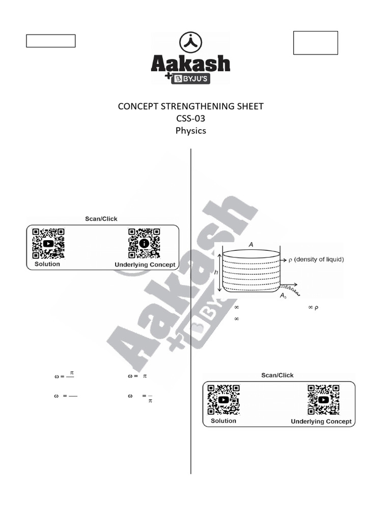 Concept Strengthening Sheet (CSS-03) Based on AIATS-03 (RM)_Physics (1) | PDF | Rotation Around ...