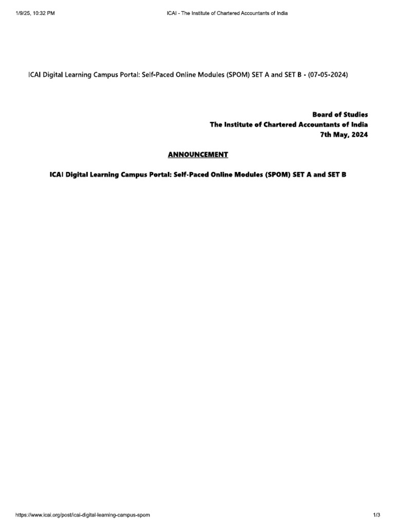 Self-Paced Online Modules (SPOM) SET A and SET B | PDF