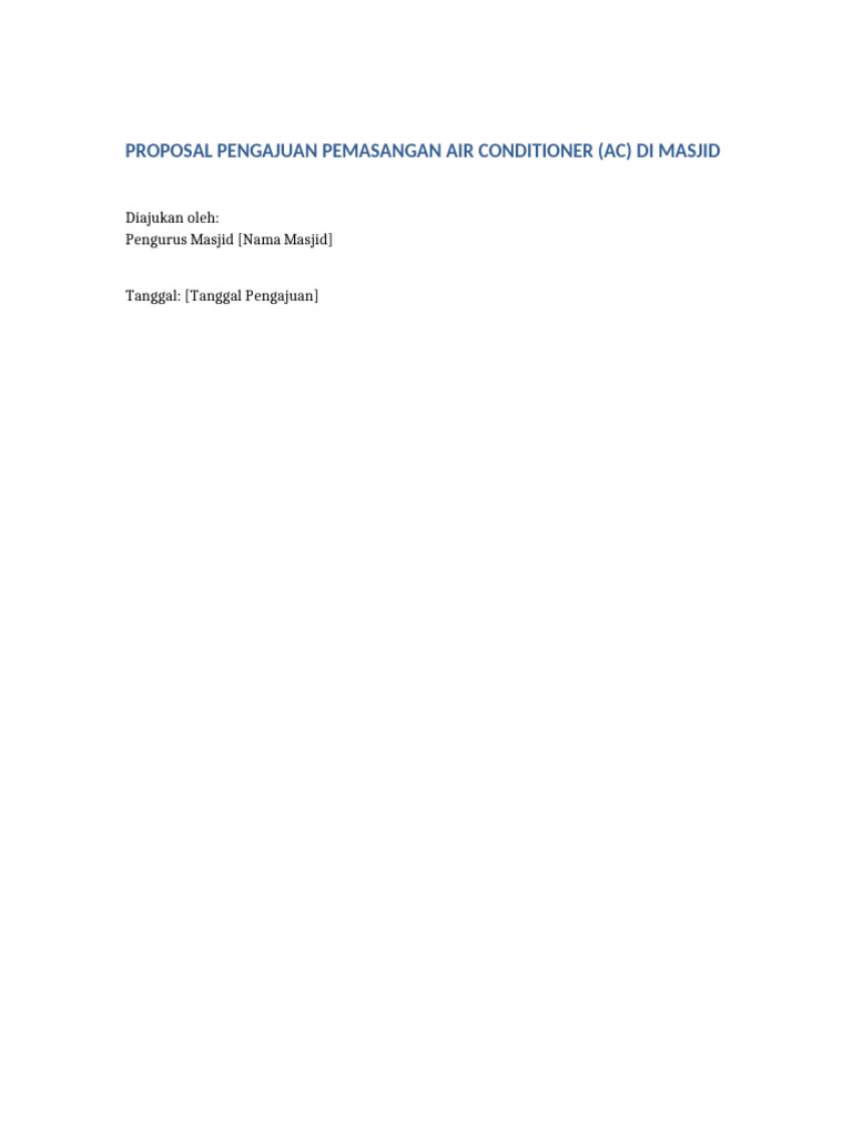 Proposal Pemasangan AC di Masjid | PDF