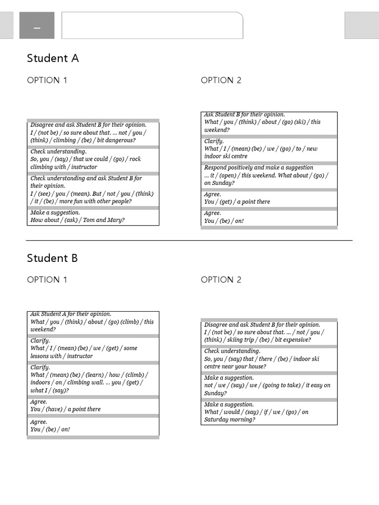 GI B2 End of Year Test Speaking Task | PDF