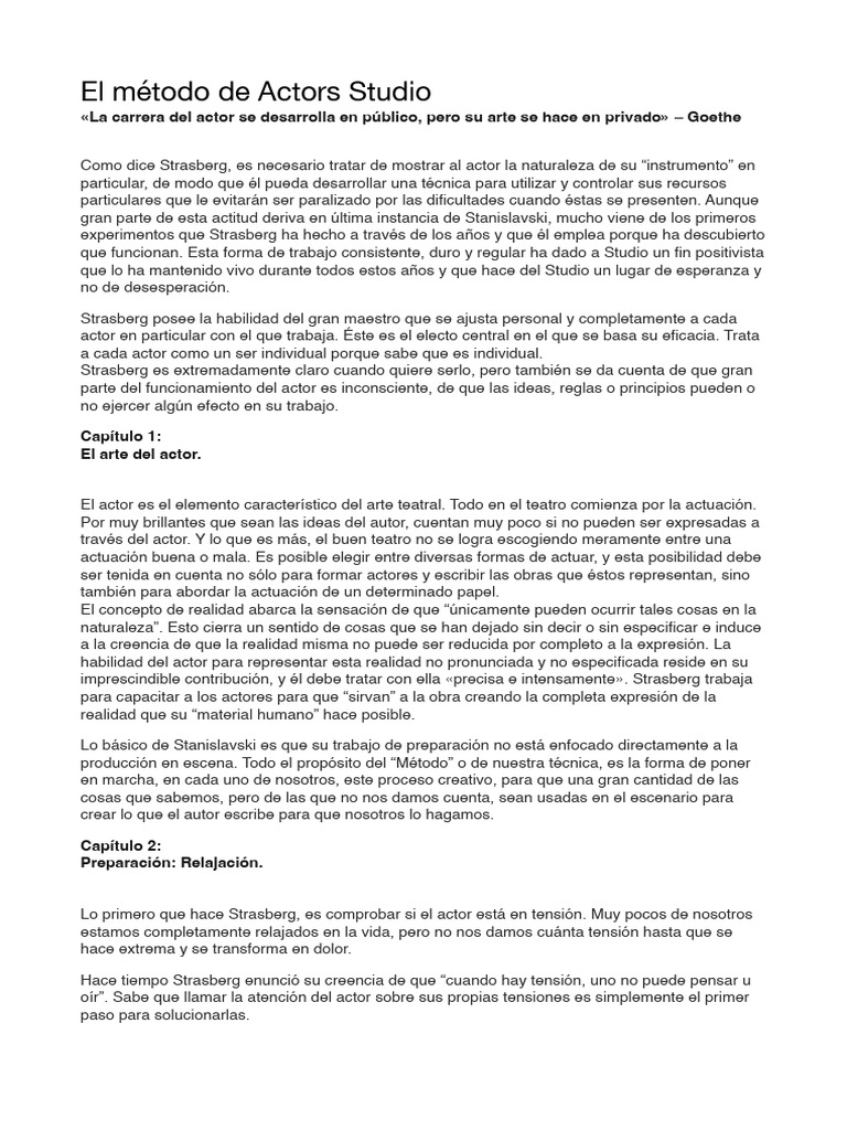 Método El Actors Studio | PDF | Experiencia | Las emociones