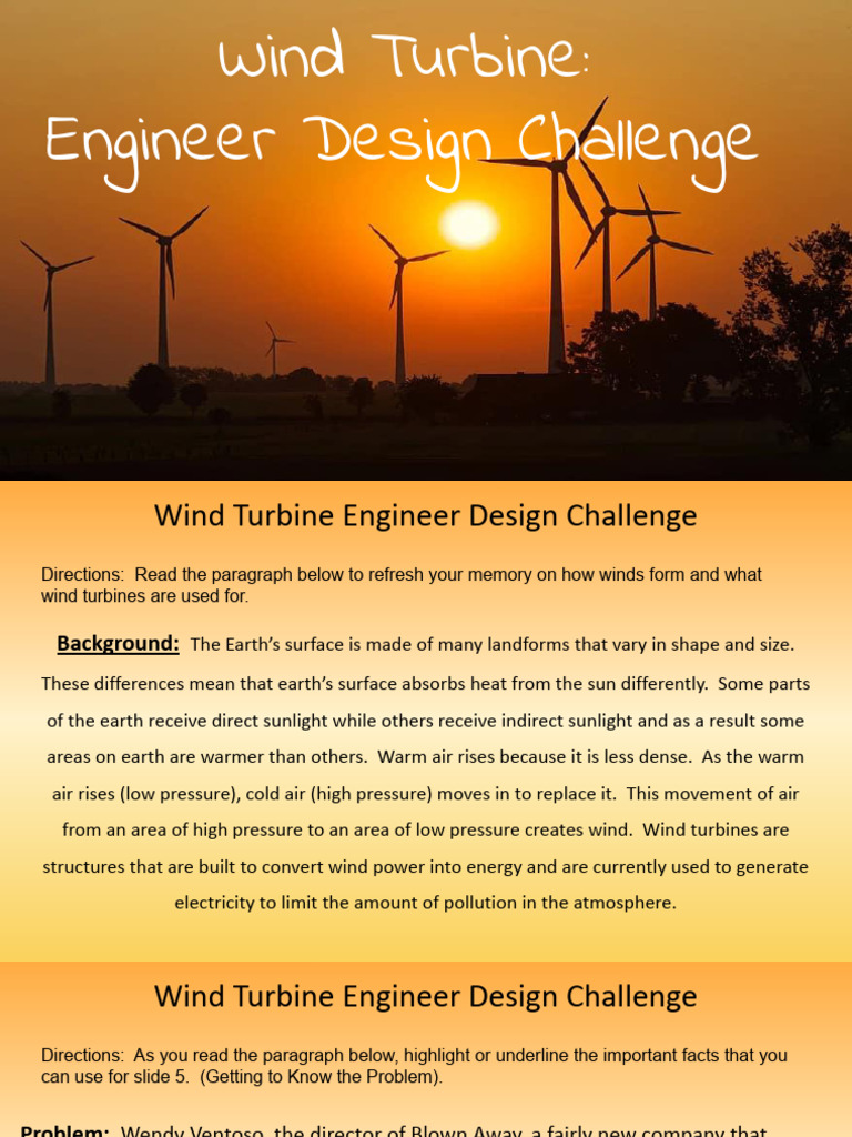 Wind Turbine Design Challenge Guide | PDF | Atmosphere Of Earth | Wind ...