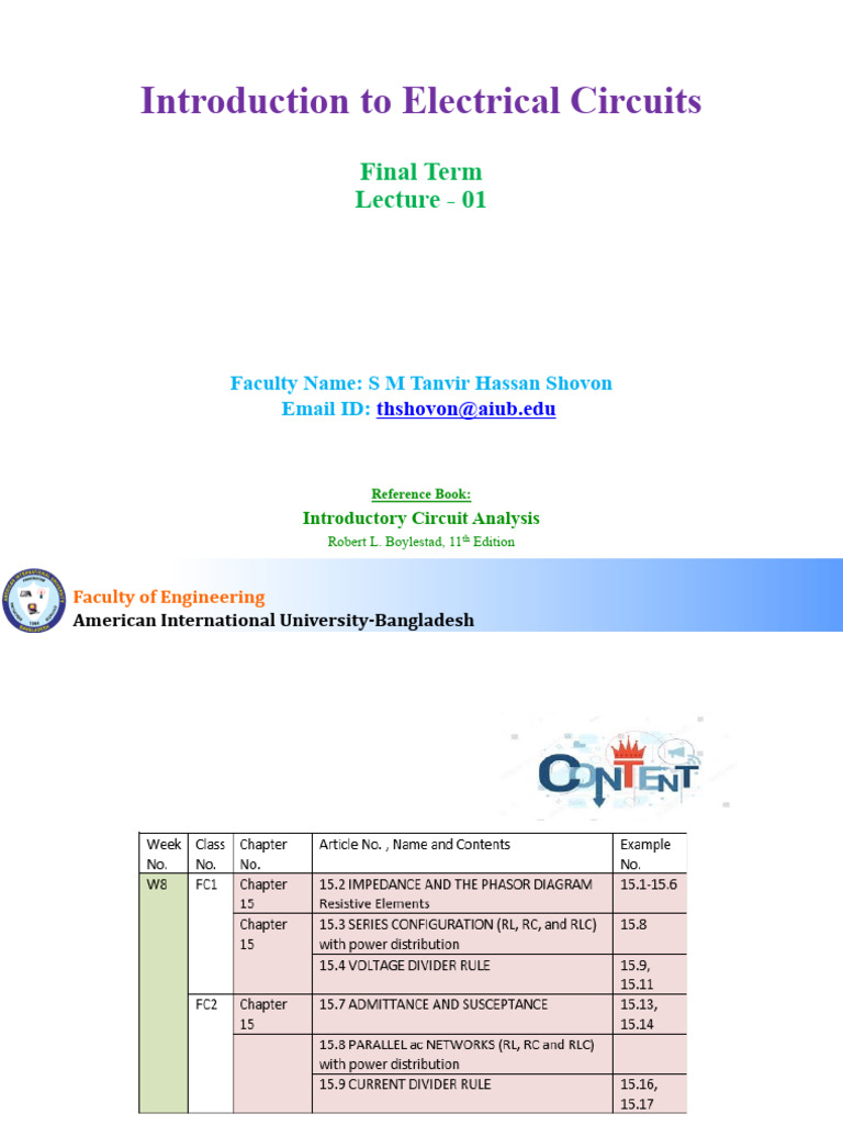 IEC_Final Lecture-1 | PDF | Ac Power | Electrical Impedance