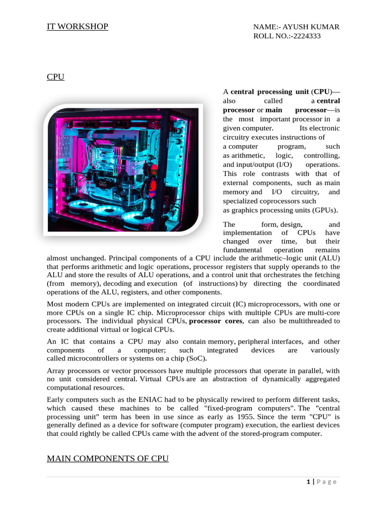 IT WORKSHOP | PDF | Central Processing Unit | Solid State Drive
