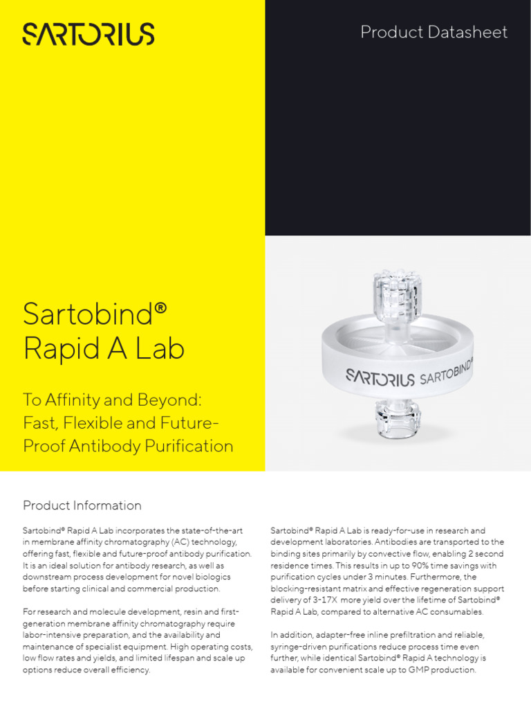 Chromatography Sartobind Rapid A Lab Datasheet en Sartorius 1 Data | PDF | Protein Purification ...