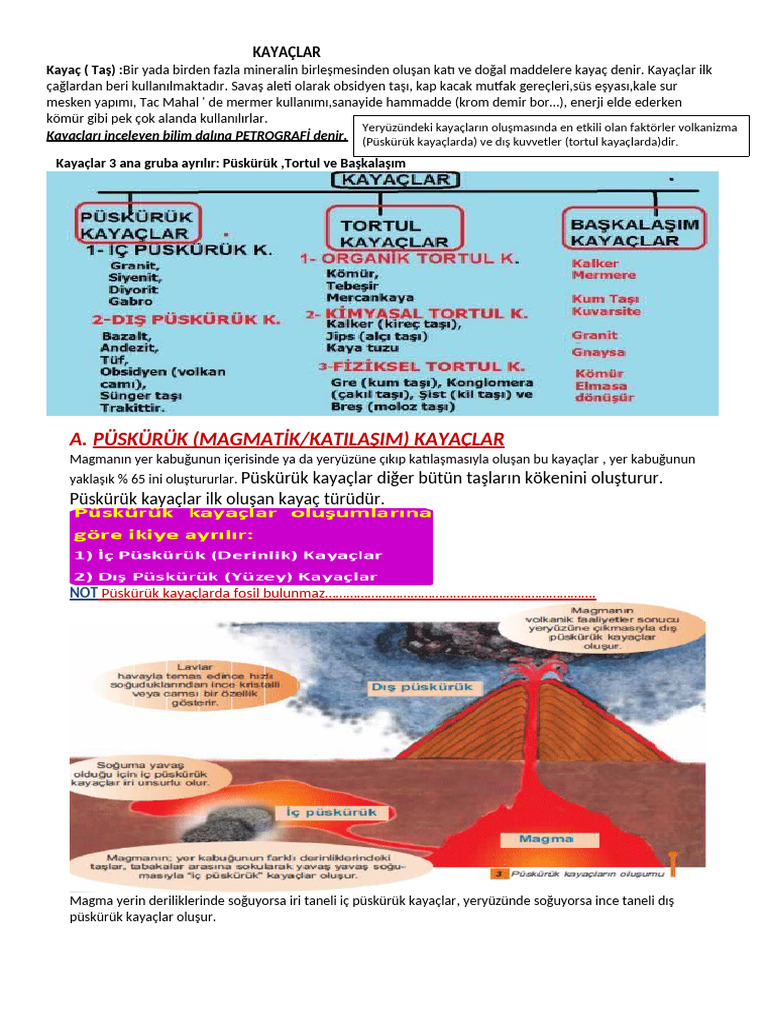 7.Kayaçlar - öğrenci | PDF