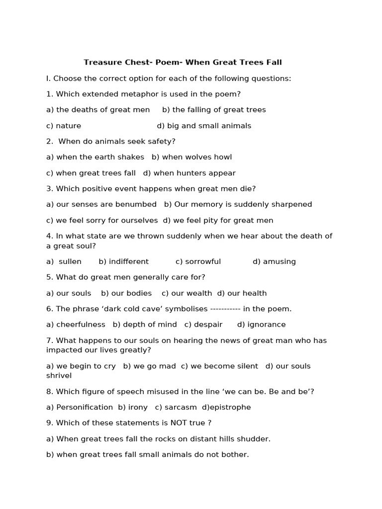 When Great Trees Fall - Poem | PDF