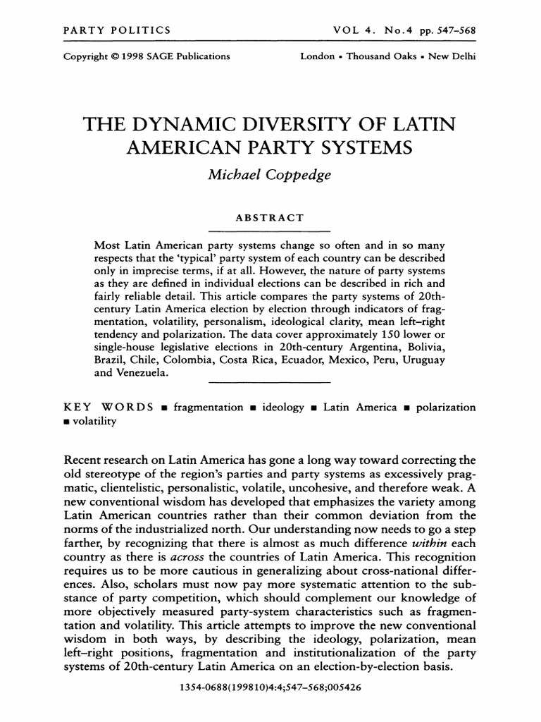 The-Dynamic-Diversity-of-Latin-American-Party-Systems | PDF | Latin ...