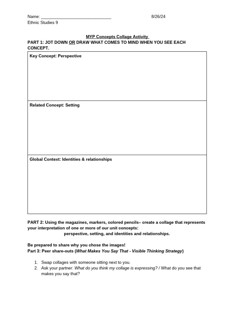 MYP Concepts Collage Activity | PDF