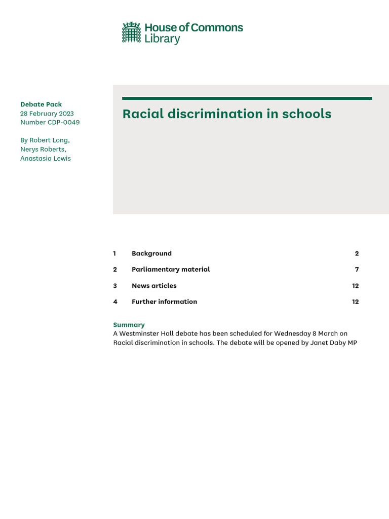 Tackling School Racial Discrimination | PDF | Racism | Discrimination & Race Relations