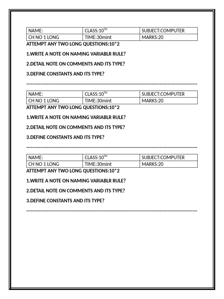CLASS 10TH COMPUTER ZOHAN TEST CH NO 1 LONG | PDF