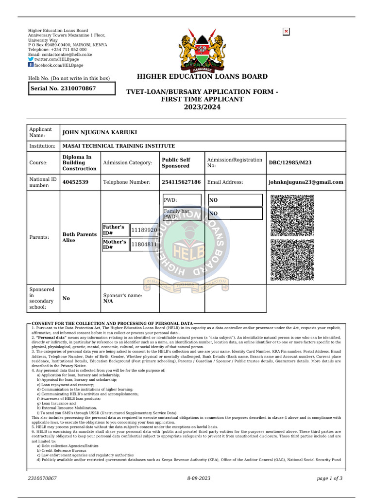 TVET Electrical Level 5 Loan Application | PDF | Loans | Privacy