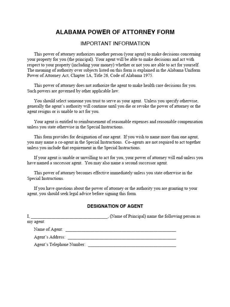 Blank Power of Attorney Form | PDF | Power Of Attorney | Legal Liability