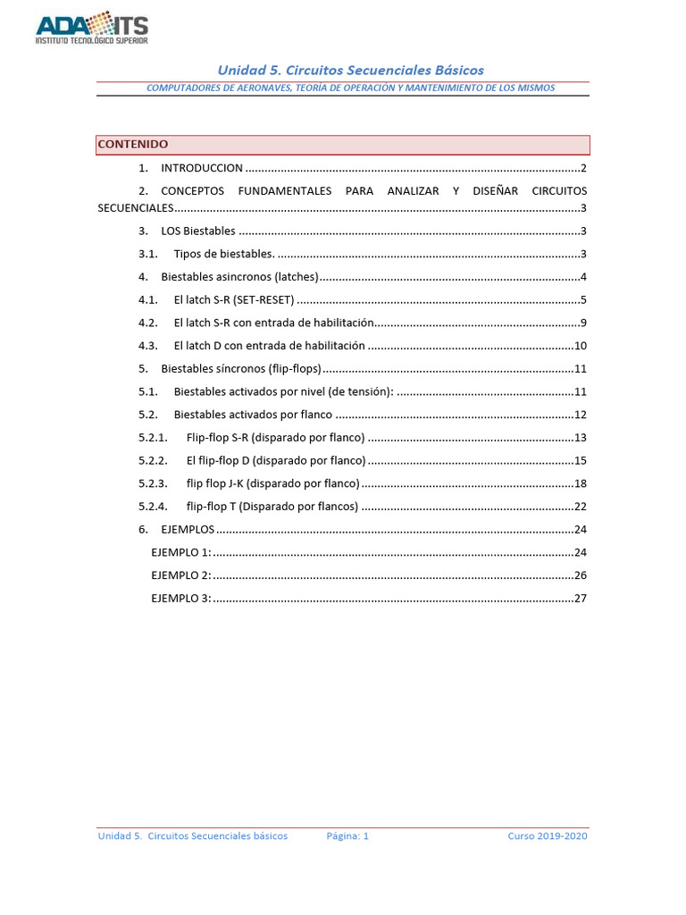 Unidad 5 Circuitos Secuenciales Básicos Ver 19 | PDF | Diseño electronico | Ingeniería Informática