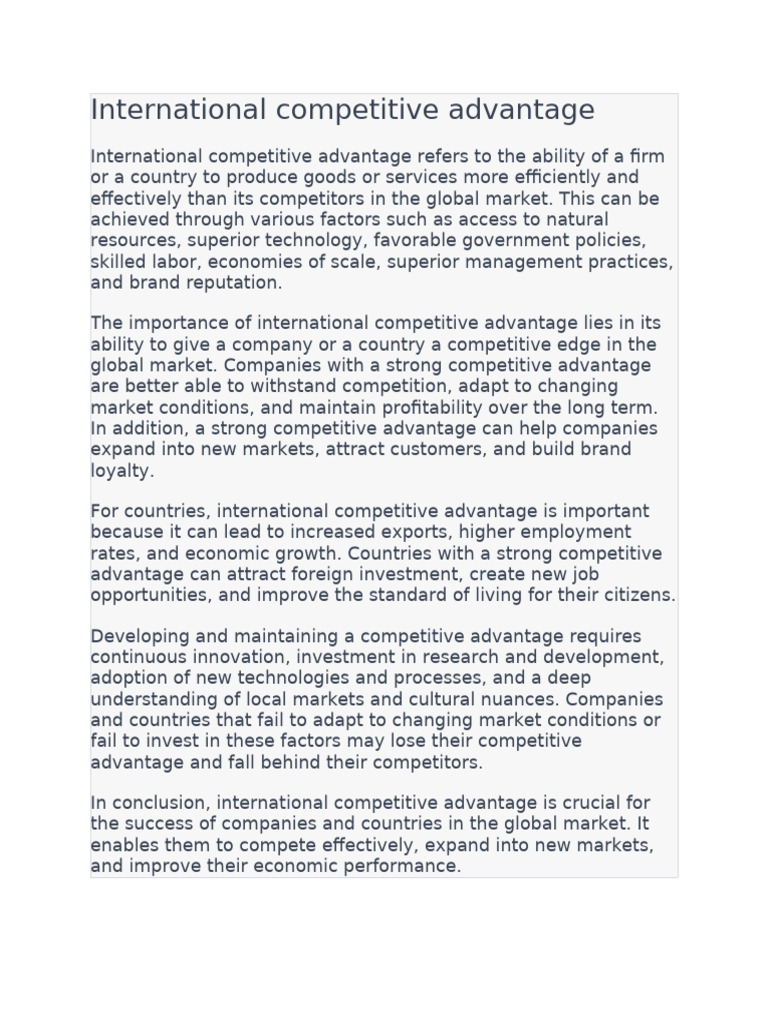 International competitive advantage | PDF | International Monetary Fund ...