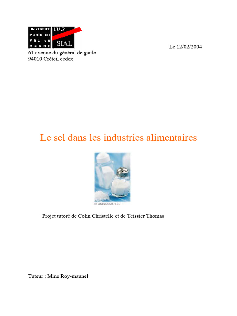 Le Sel | PDF | Sel | Hypertension artérielle