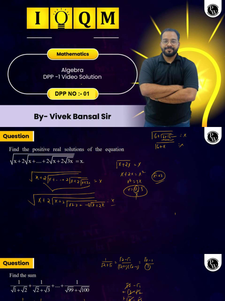 Algebra - DPP 01 Solution Notes - IOQM 2024 | PDF