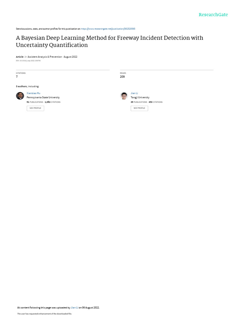 A Bayesian Deep Learning Method For Freeway Incident Detection With Uncertainty Quantification ...