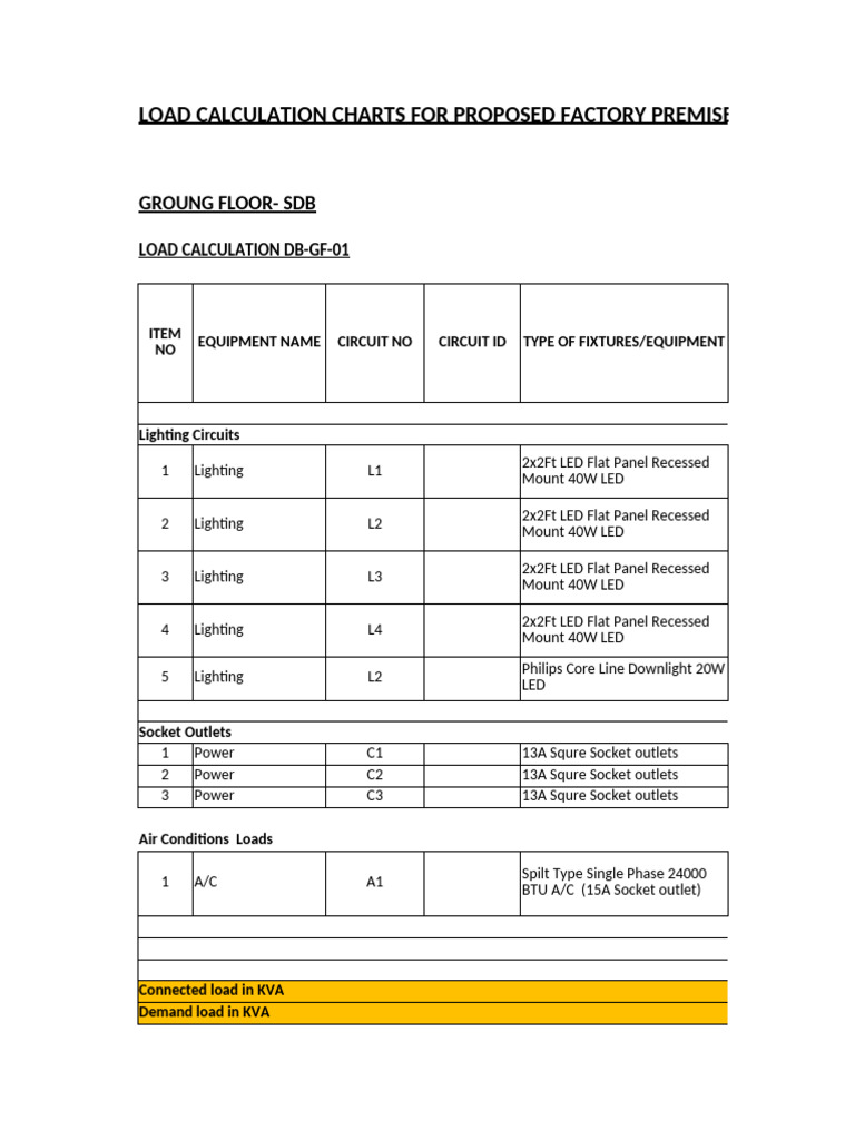 LOAD_CALCULATION | PDF | Physical Quantities | Power (Physics)