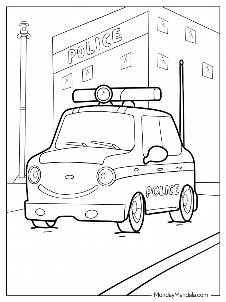 Pat The Police Car Coloring Sheet For Preschoolers | PDF