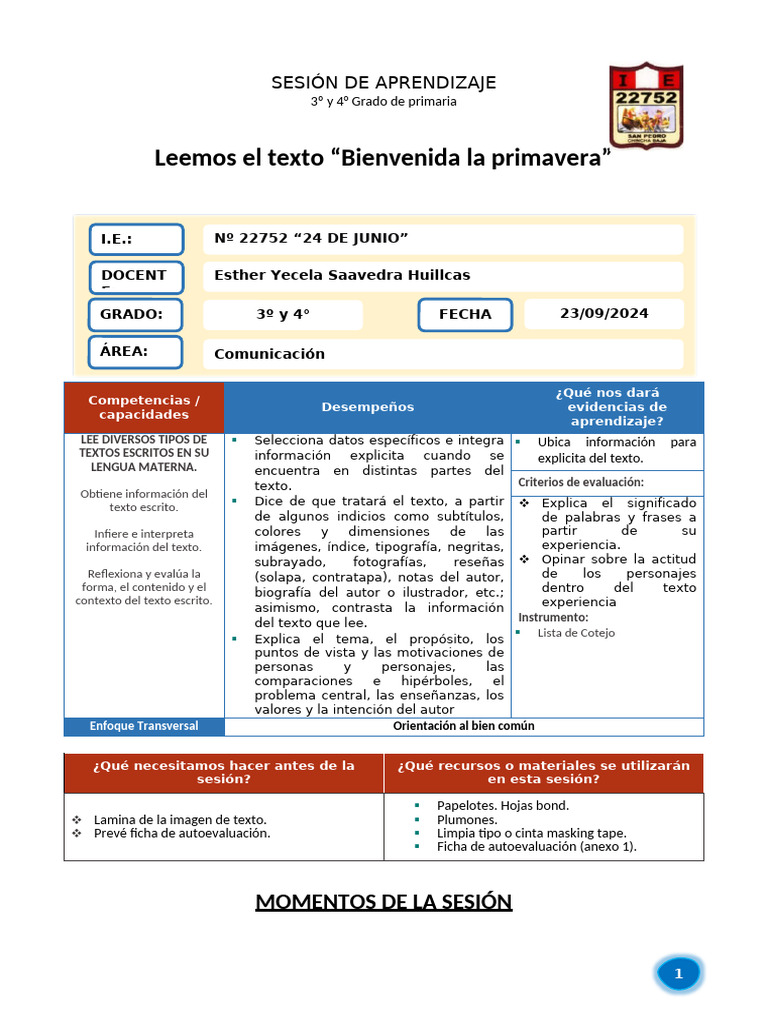 C Primavera | PDF | Aprendizaje | Evaluación
