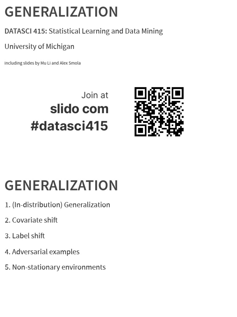 DATASCI 415_ Generalization | PDF