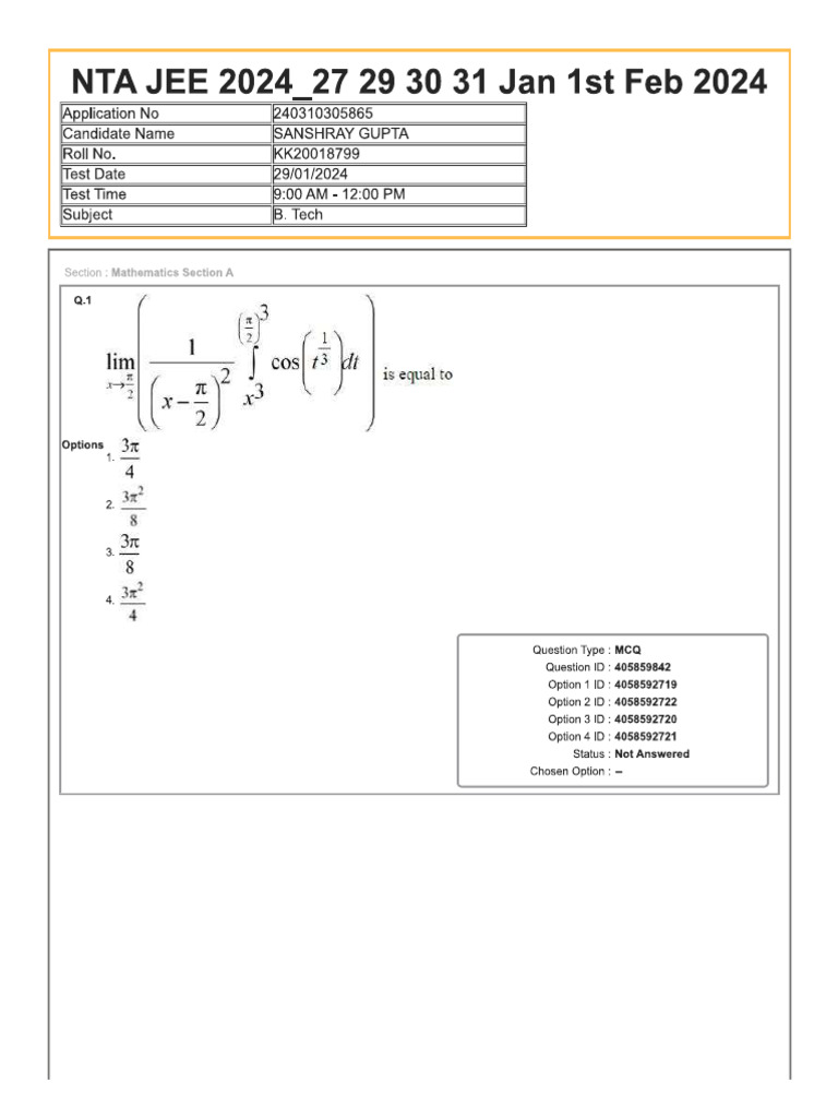 Jee Session-1 Paper | PDF